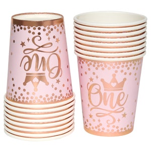 Disposable Tableware 1st Birthday Decor Girls Pink One Birthday Party ...