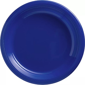 Royal Blue Party Tableware Disposable Plastic Plates Cups Napkins Knife ...