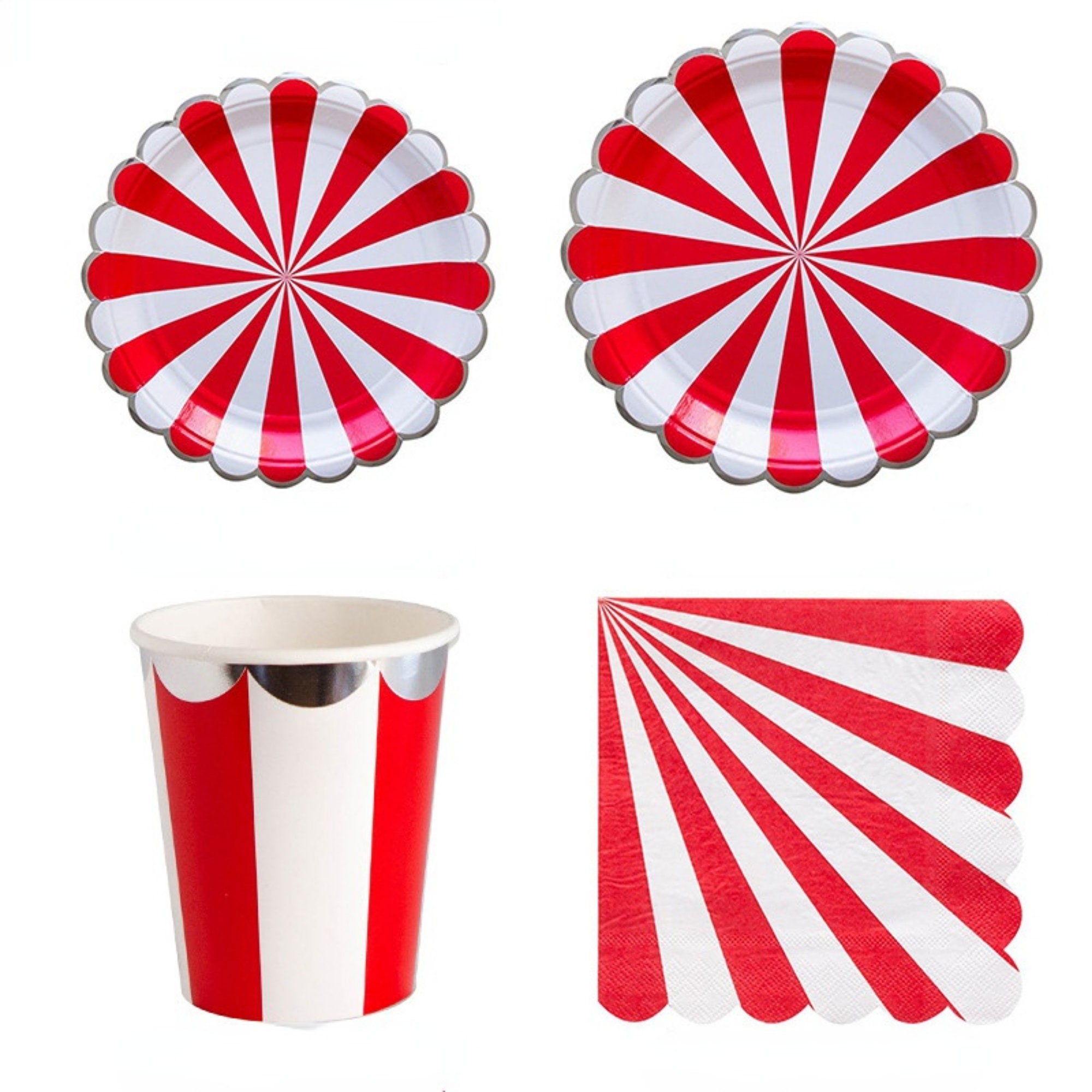 Red Stripe Party Tableware Birthday Disposable Dinnerware - Etsy