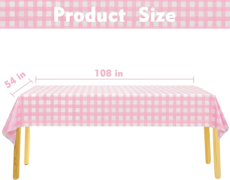 Pink White Checkered Tablecloths Disposable Plastic Gingham Tablecovers ...