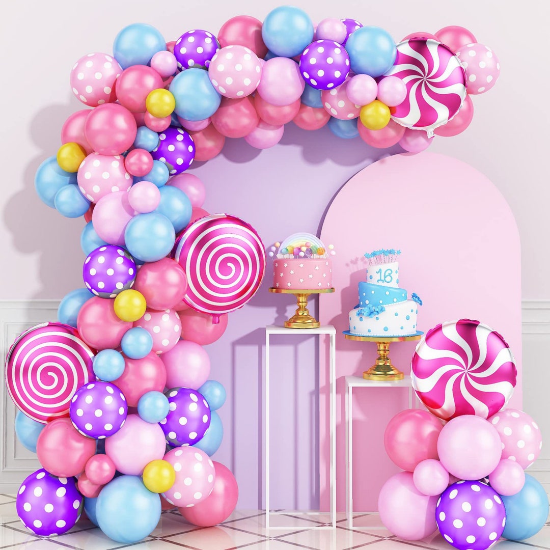Balloon Garland Arch Kit Lollipop Printed Candyland Birthday Girl Baby ...