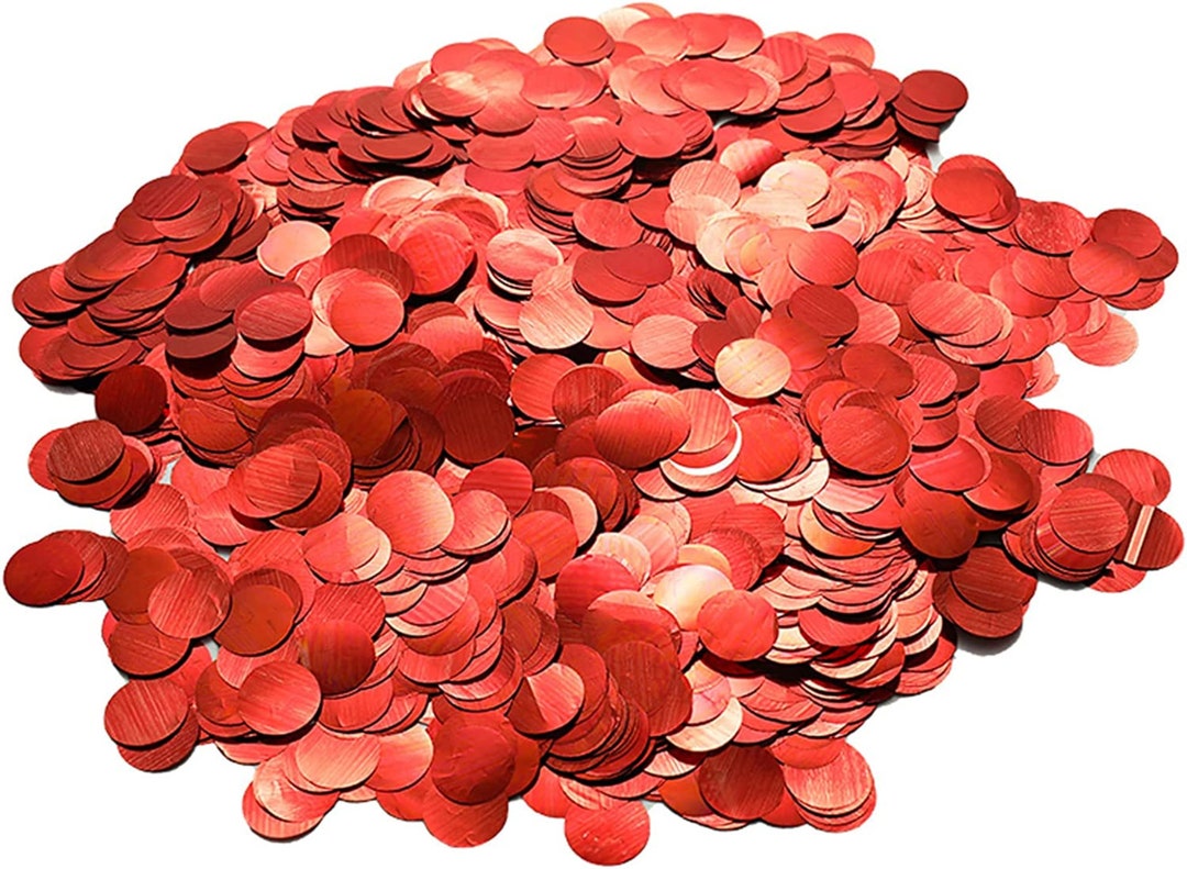 Red Sparkling Round Dot Confetti Metallic Glitter Foil Circle Confetti ...