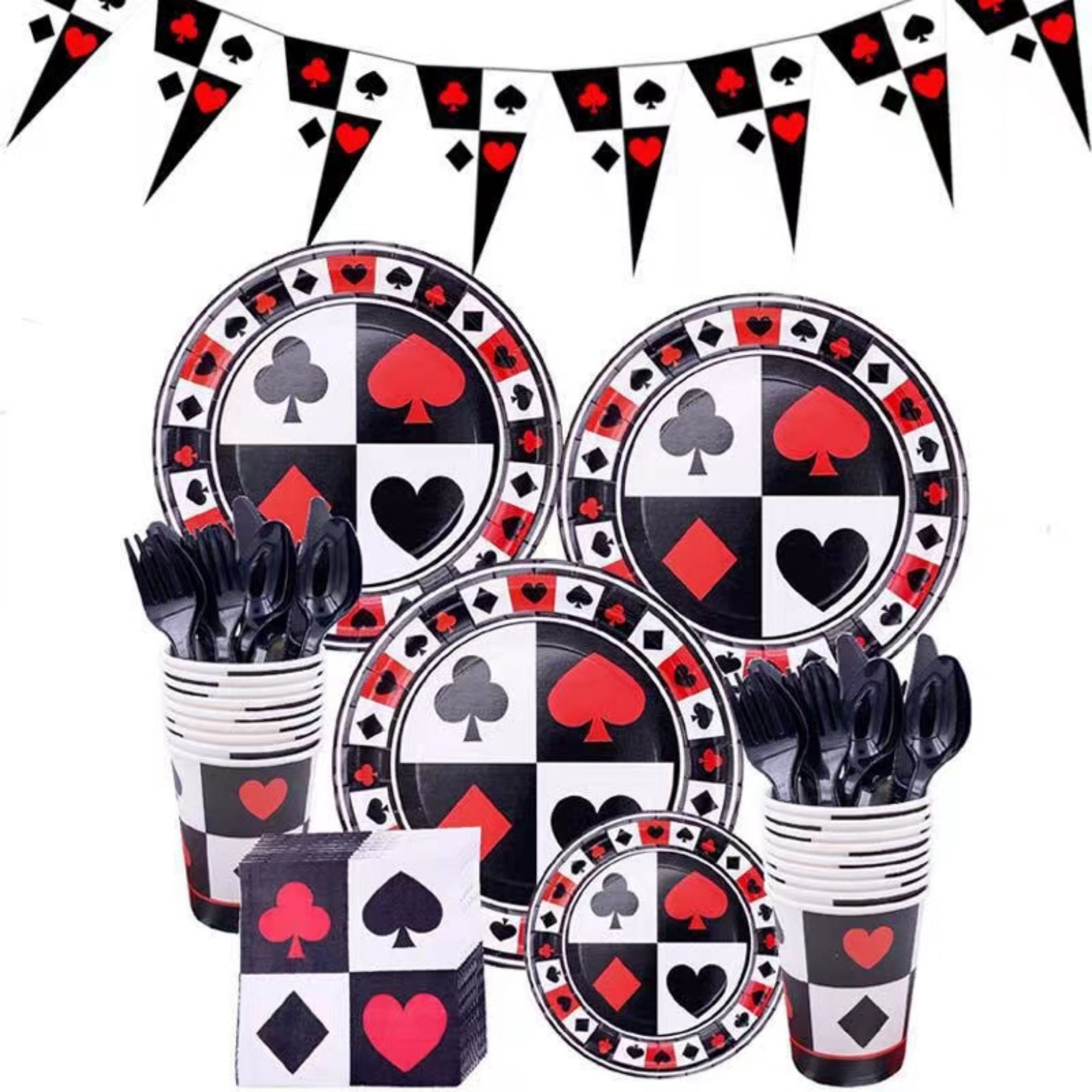 Casino Party Tableware Disposable Dinnerware Poker Bridge Birthday ...