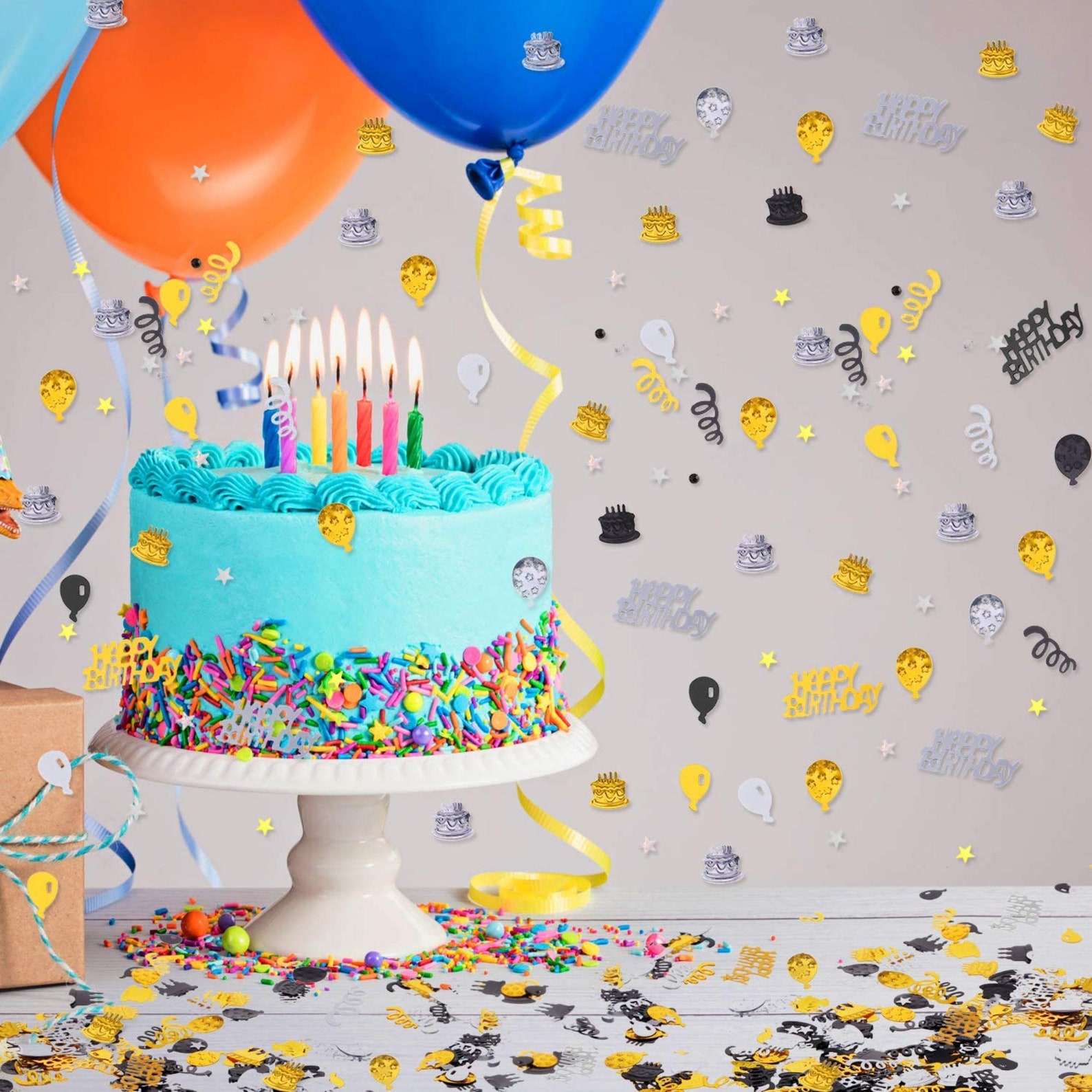 Happy Birthday Confetti Cake Sprinkle Metallic Foil Confetti Table ...