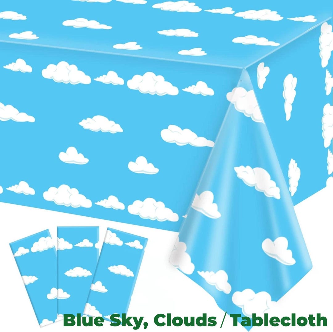 Blue Sky White Clouds Plastic Tablecloths Rectangle Disposable ...