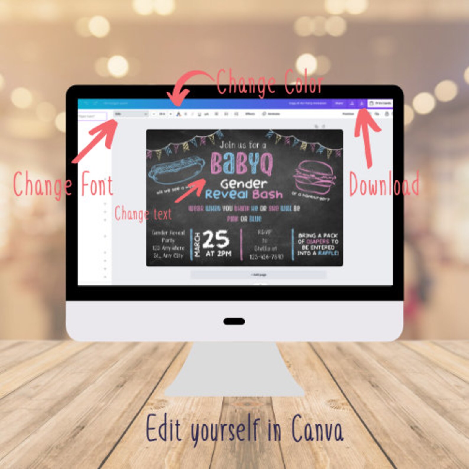 Babyq Gender Reveal Party Invitation Babyq Party Gender - Etsy