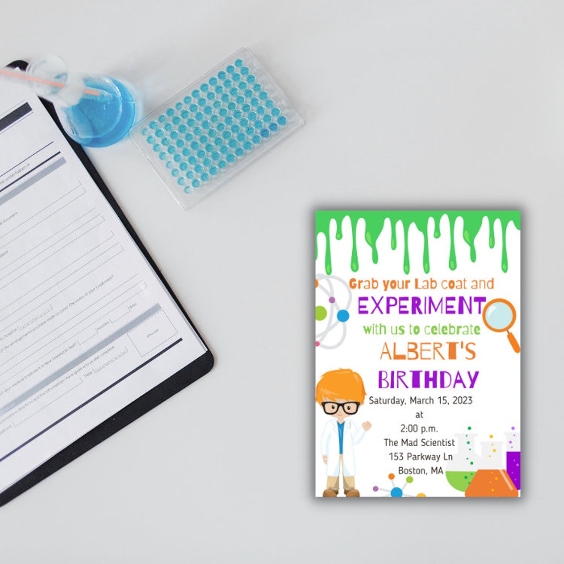 Scientist Birthday Invitation/ Science Birthday Invite/ Mad Scientist ...