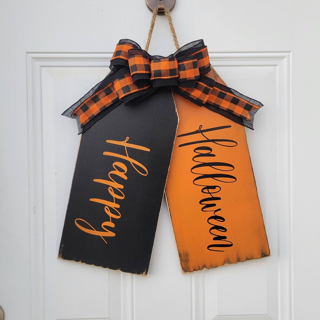Happy Halloween Welcome Sign Door Tags for Front Door / - Etsy
