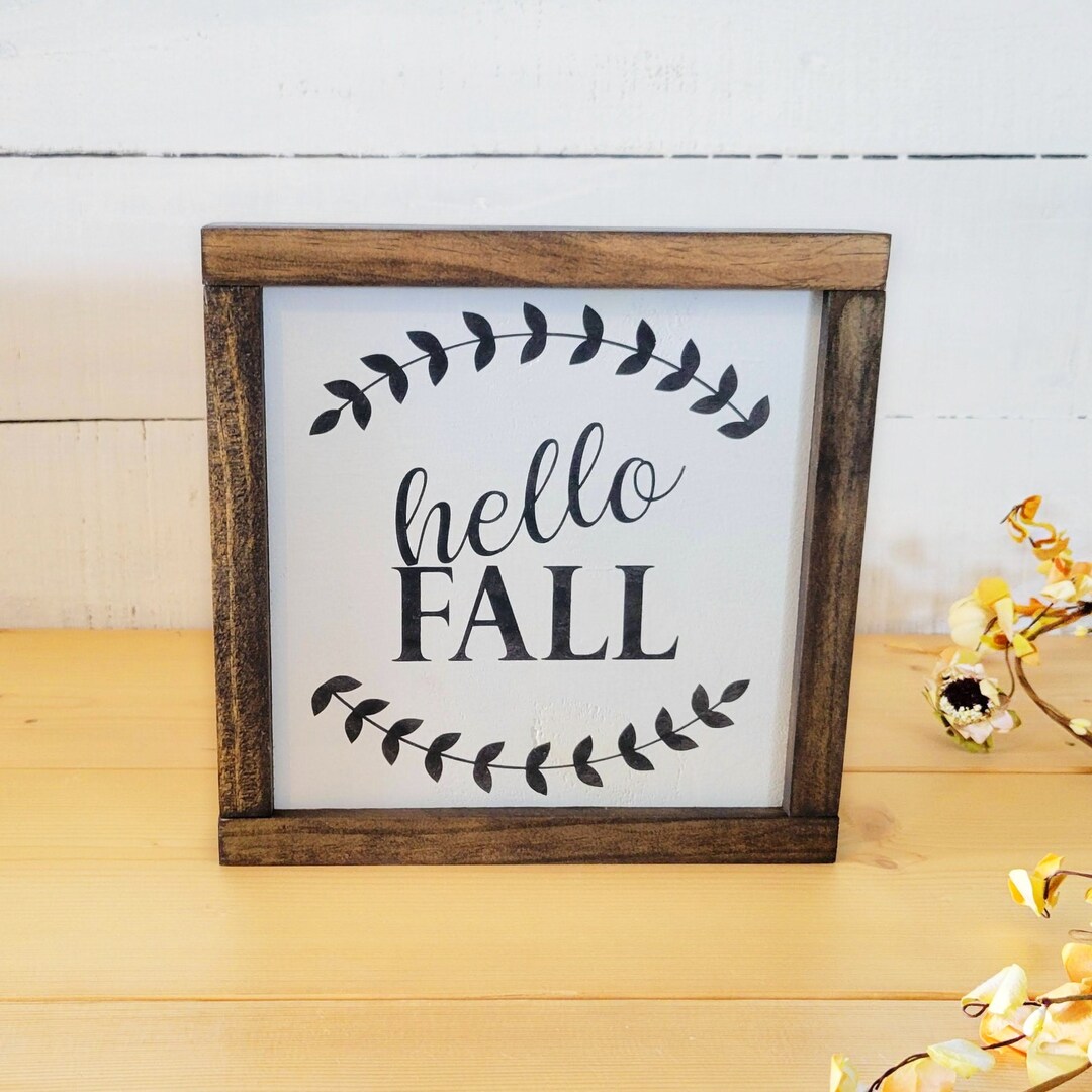 Hello Fall Farmhouse Sign Rustic Mantel Decor Fall Farmhouse Decor - Etsy