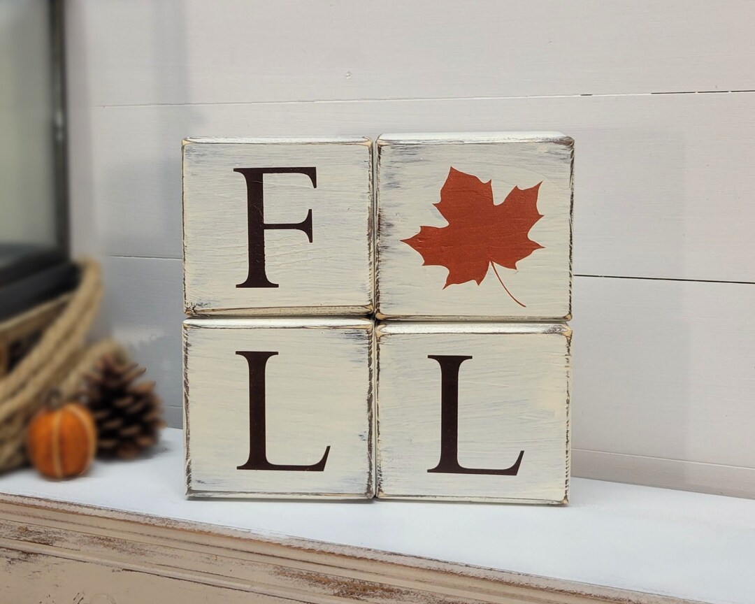 Rustic Fall Stacking Blocks / Autumn Bookshelf Decor / Fall Shelf ...