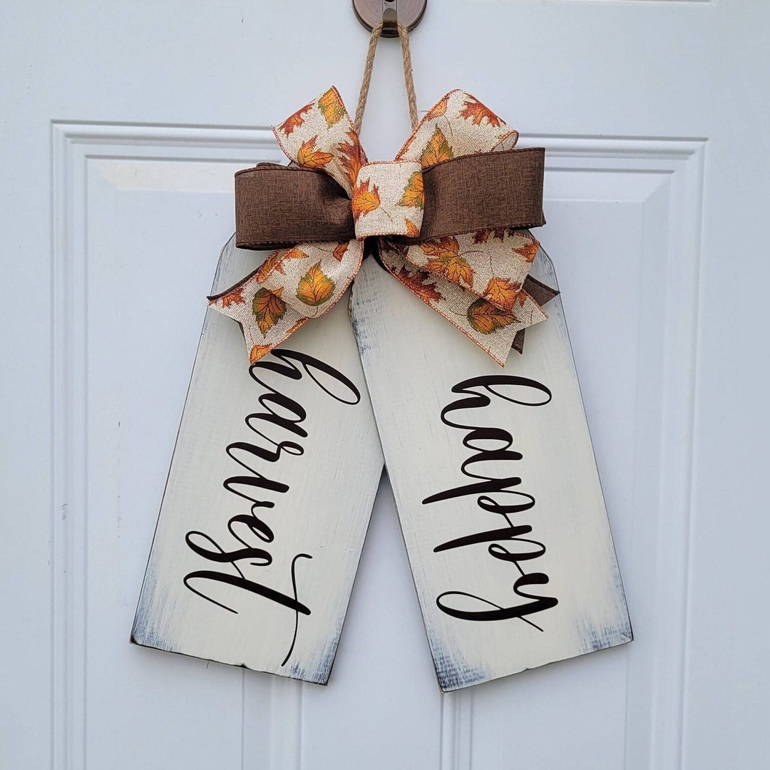 Happy Harvest Welcome Sign Door Tags for Front Door / Farmhouse Decor ...
