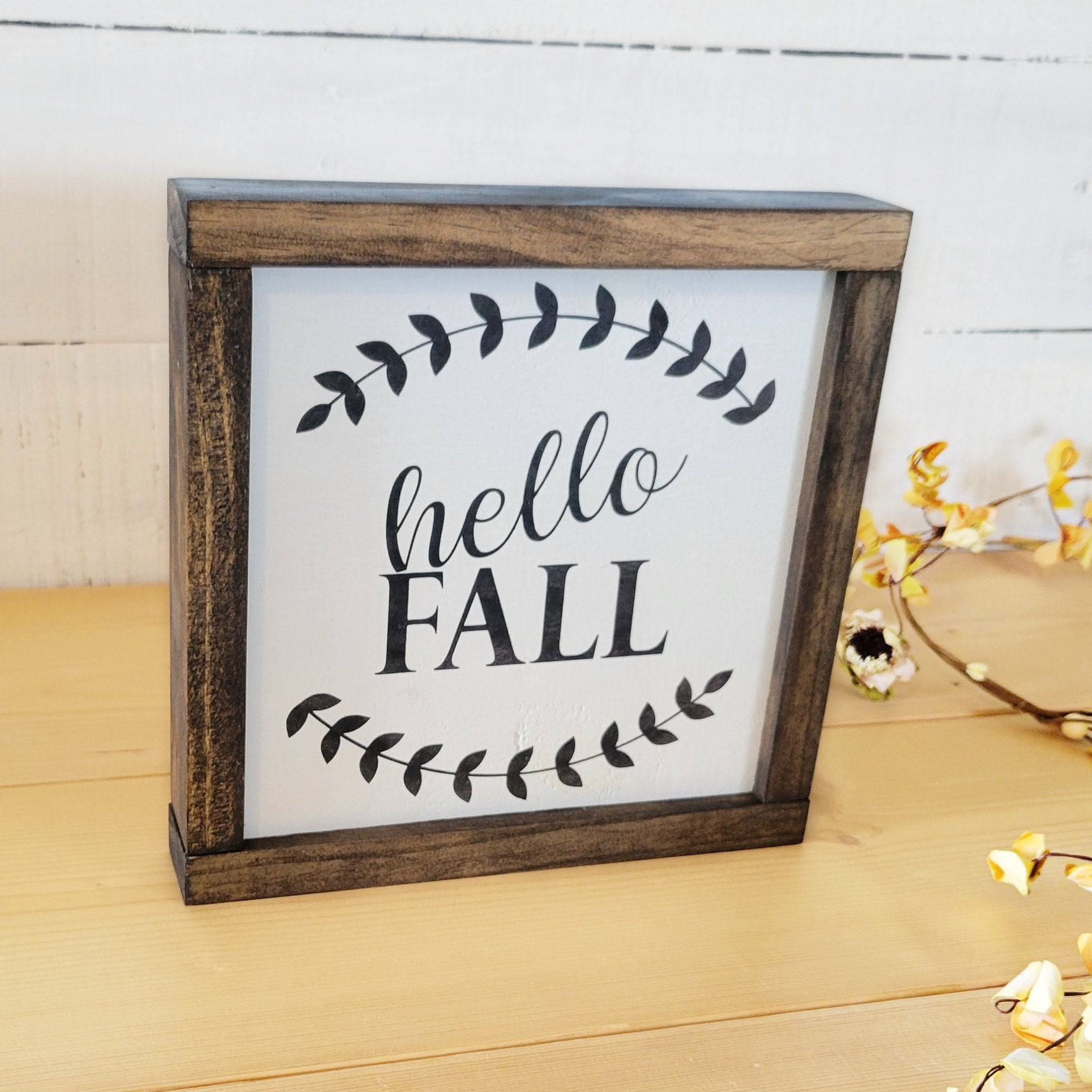 Hello Fall Farmhouse Sign Rustic Mantel Decor Fall Farmhouse Decor - Etsy
