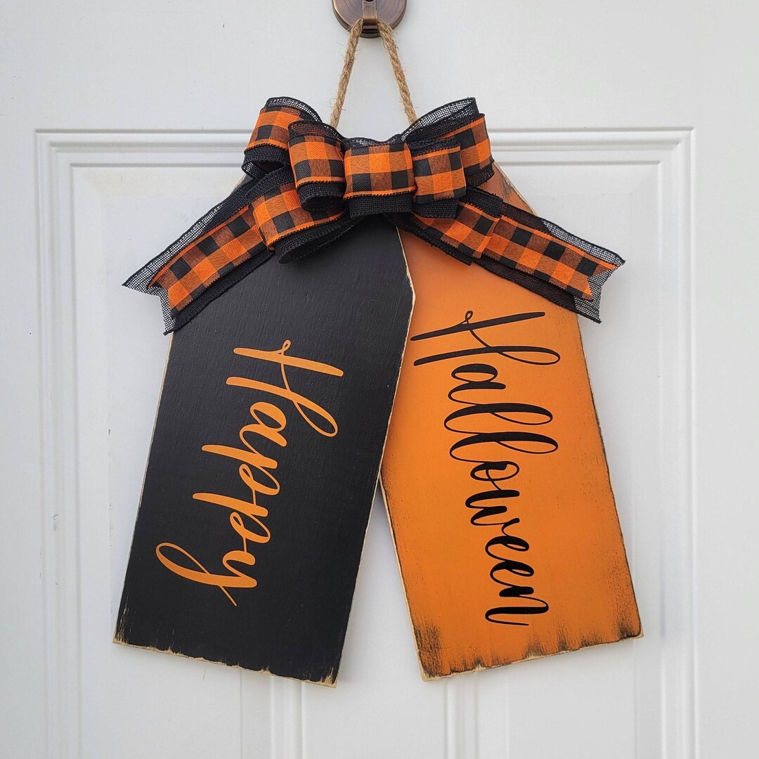 Happy Halloween Welcome Sign Door Tags for Front Door / Halloween ...