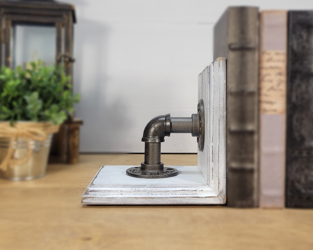 Cast Iron Pipe Bookends / Industrial Modern Farmhouse Decor / Unique ...