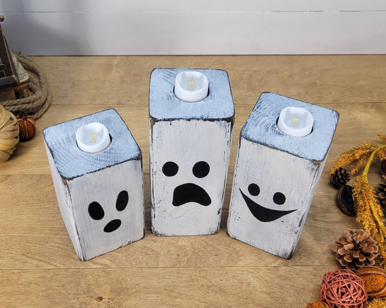 Spooky Ghost Tea Light Candle Holders / Halloween Farmhouse Decor ...
