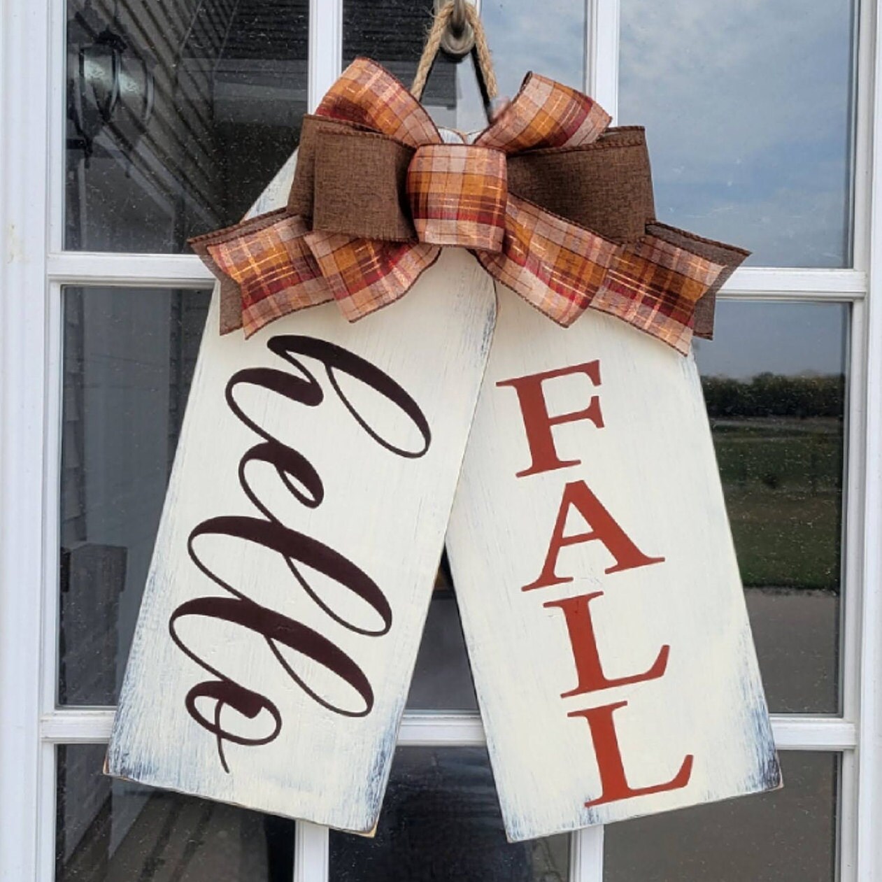 Hello Fall Welcome Sign Door Tags for Front Door / Farmhouse Decor ...