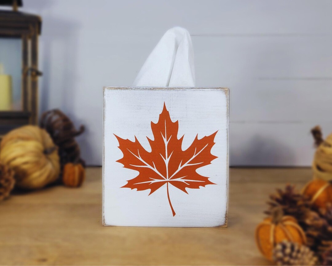 Fall Maple Leaf Tissue Box Cover / Rustic Fall Home Decor / Autumn ...