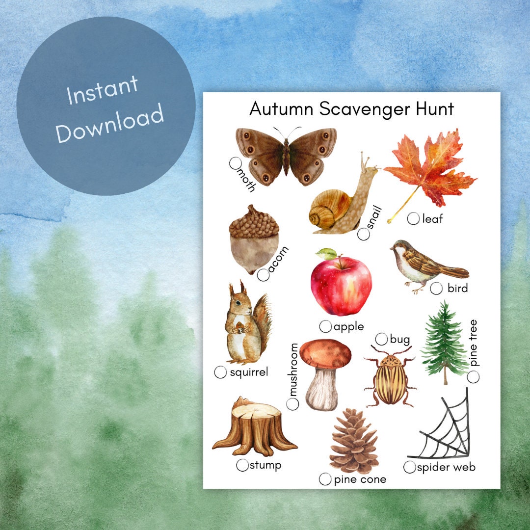 Autumn Scavenger Hunt - Nature Printable - Digital Download - Outdoor ...