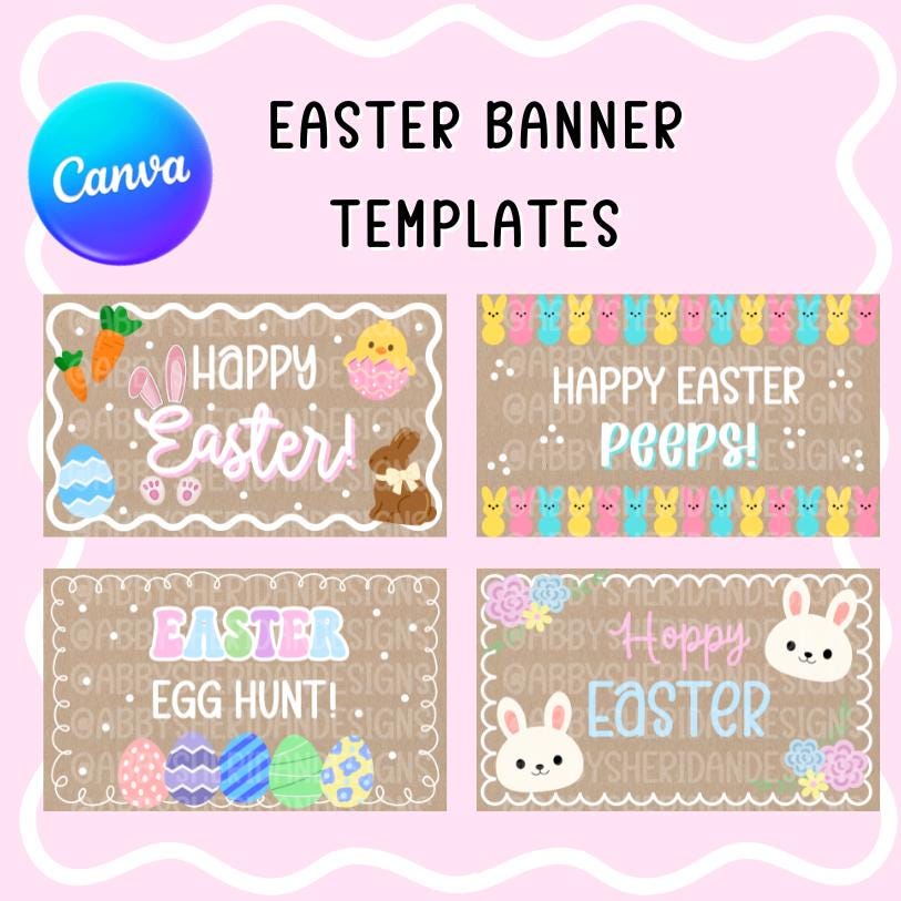 Editable Easter Banner Templates – Pastel Bunny Spring Party ...