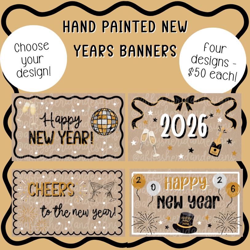 Hand Painted New Year's Banners, NYE Party Decor - Etsy