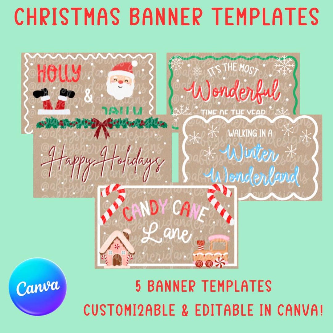 Customizable Christmas Banner Templates, Holiday Decor (digital ...