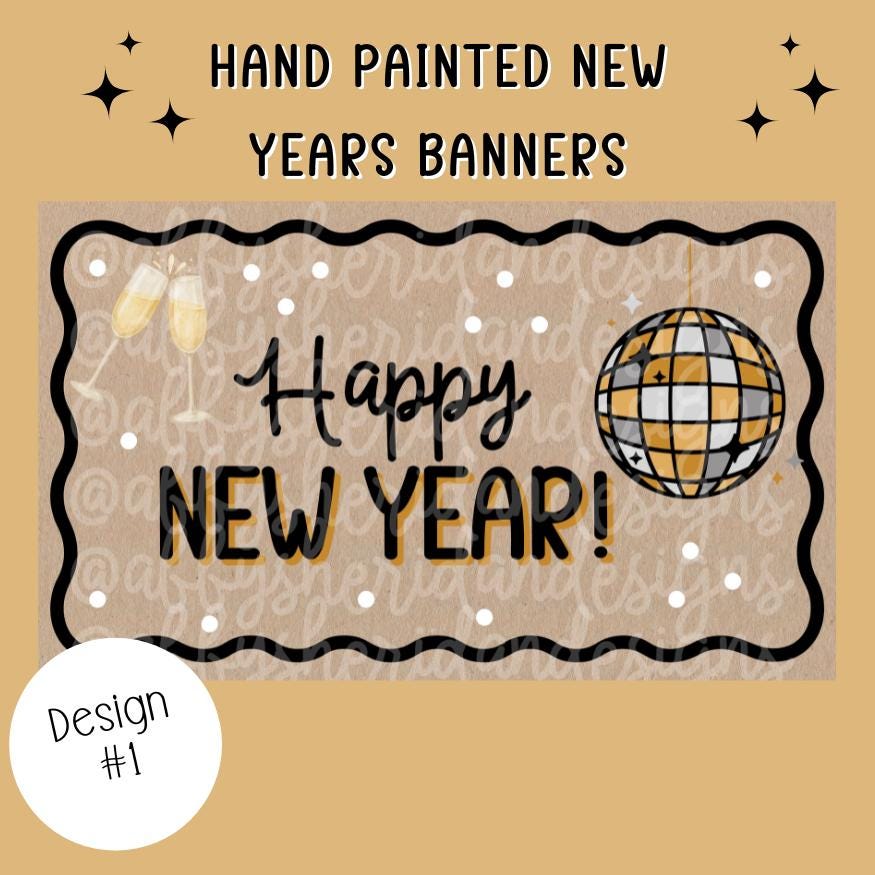 Hand Painted New Year's Banners, NYE Party Decor - Etsy