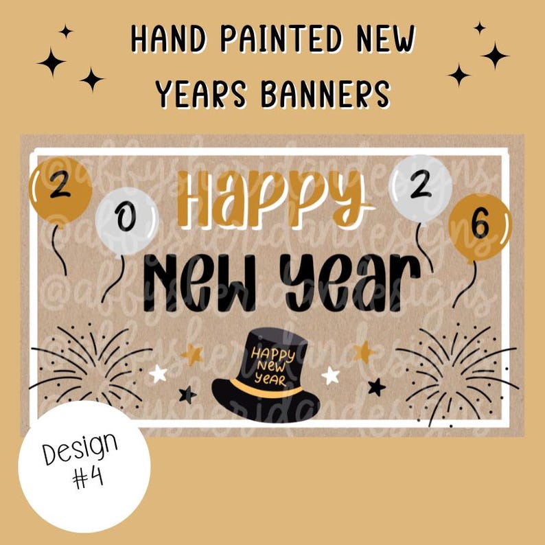 Hand Painted New Year's Banners, NYE Party Decor - Etsy