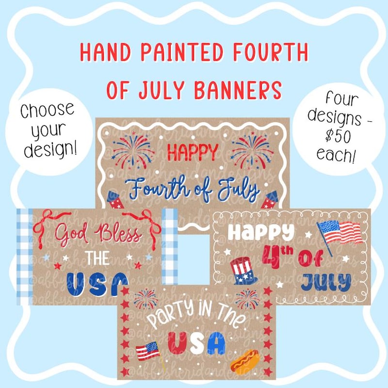 July 4th Hand Painted Banners - Etsy