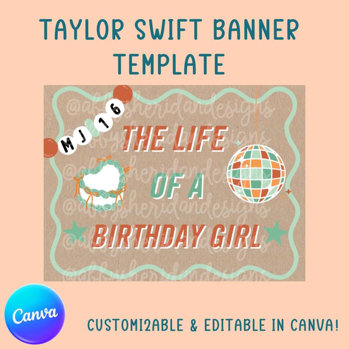 Taylor Swift Birthday Banner Template, Customizable Party Decor ...