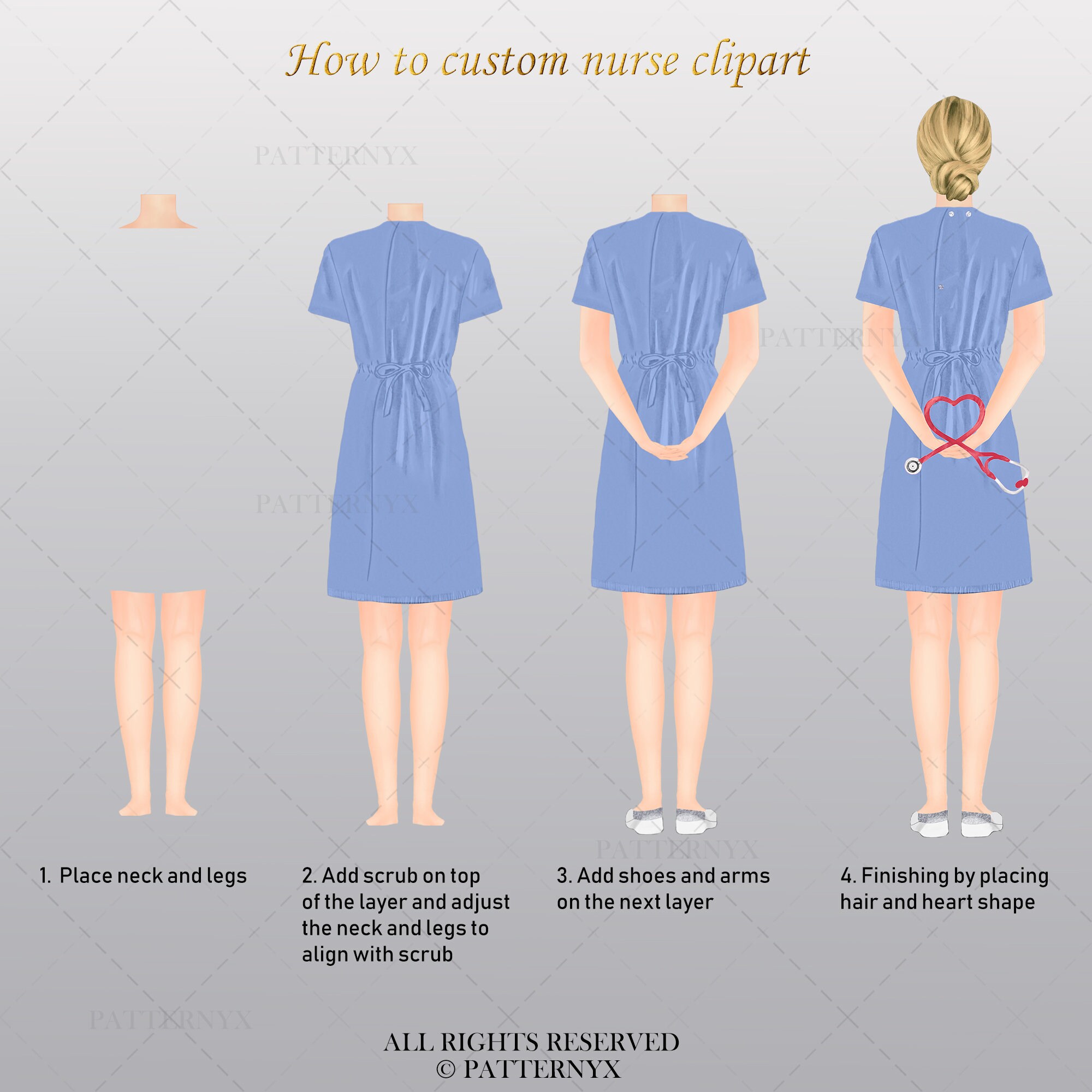 Custom Medical Nurse Clipart Bundle, Doctor Clipart, Nurse PNG Design ...