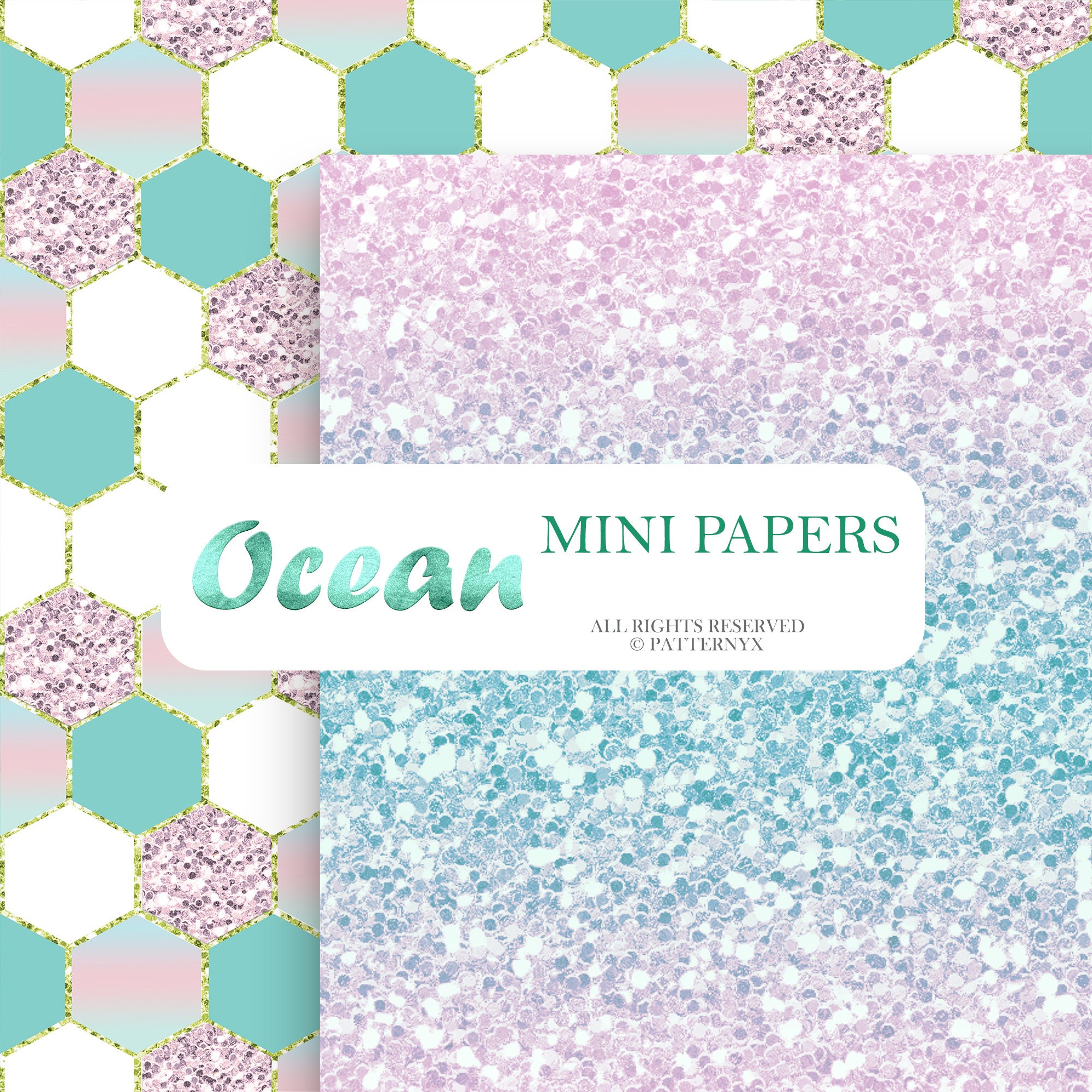 Ocean Glitter Digital Paper Texture Pattern Scrapbooking - Etsy