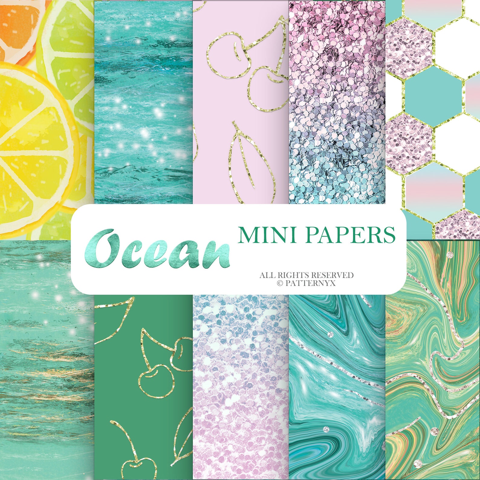 Ocean Glitter Digital Paper Texture Pattern Scrapbooking - Etsy