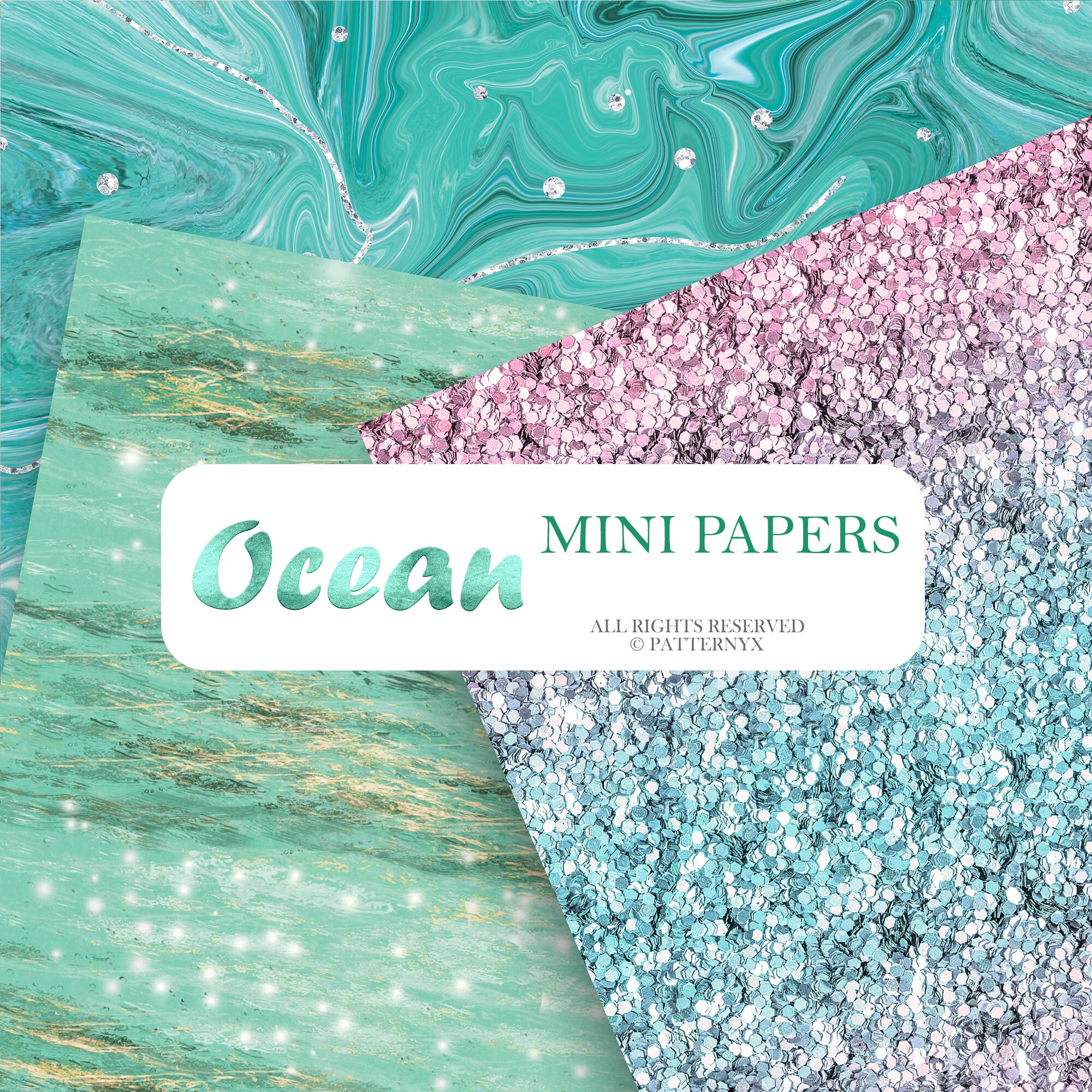 Ocean Glitter Digital Paper Texture Pattern Scrapbooking - Etsy