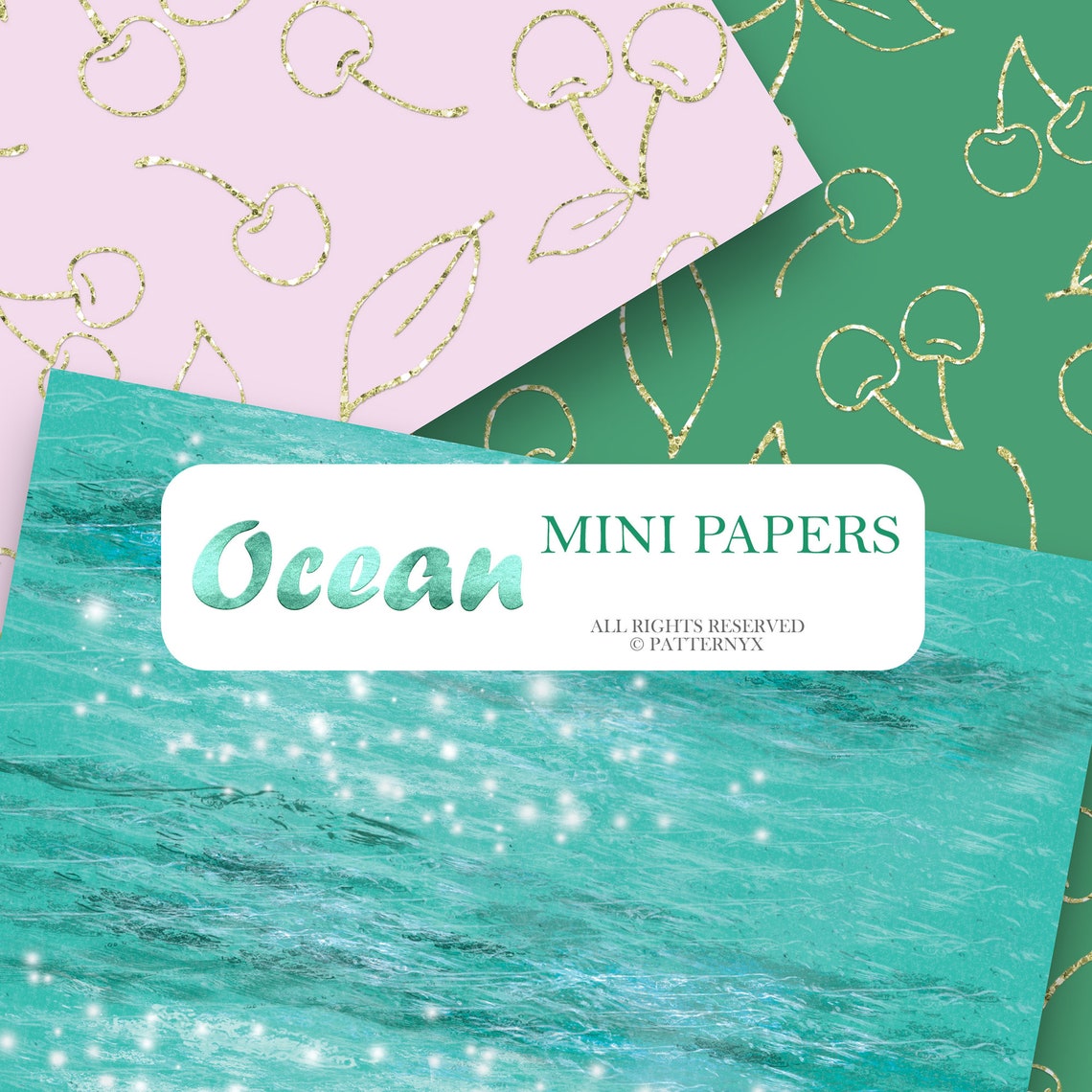 Ocean Glitter Digital Paper Texture Pattern Scrapbooking - Etsy