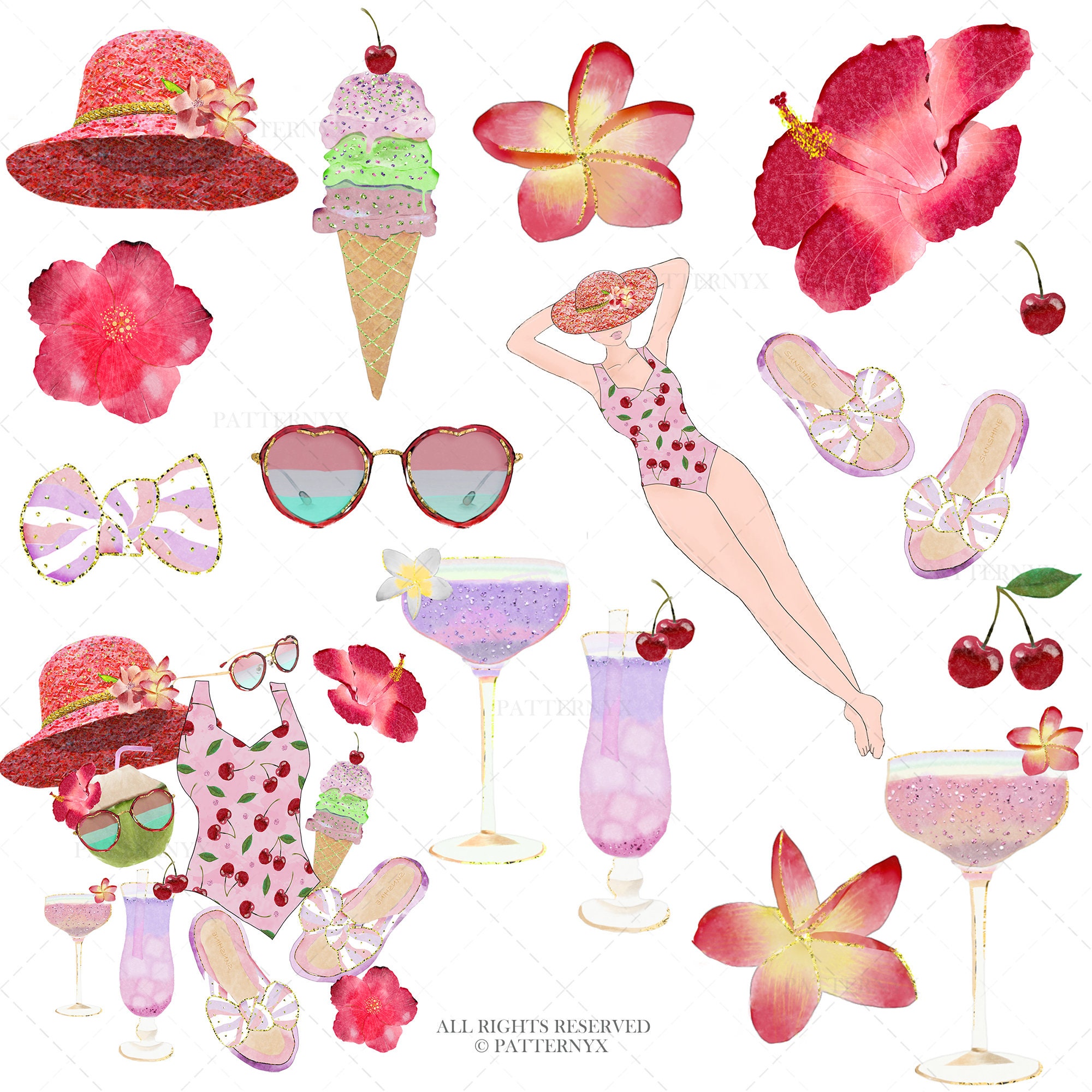 Summer Pool Party Clipart, Summer PNG, Beach Travel Hawaii Tropical ...