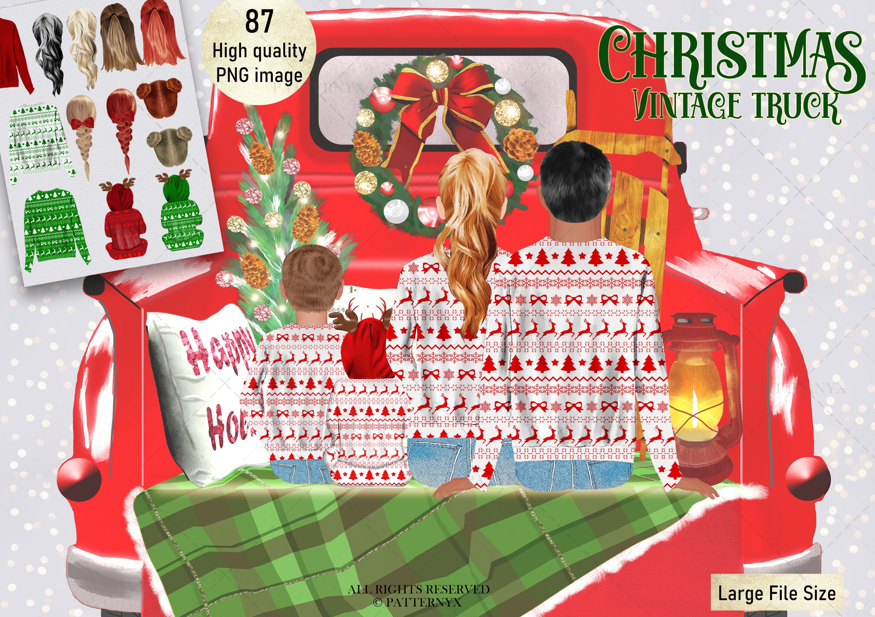 Custom Christmas Family Clipart, Country Christmas Clipart, Christmas ...