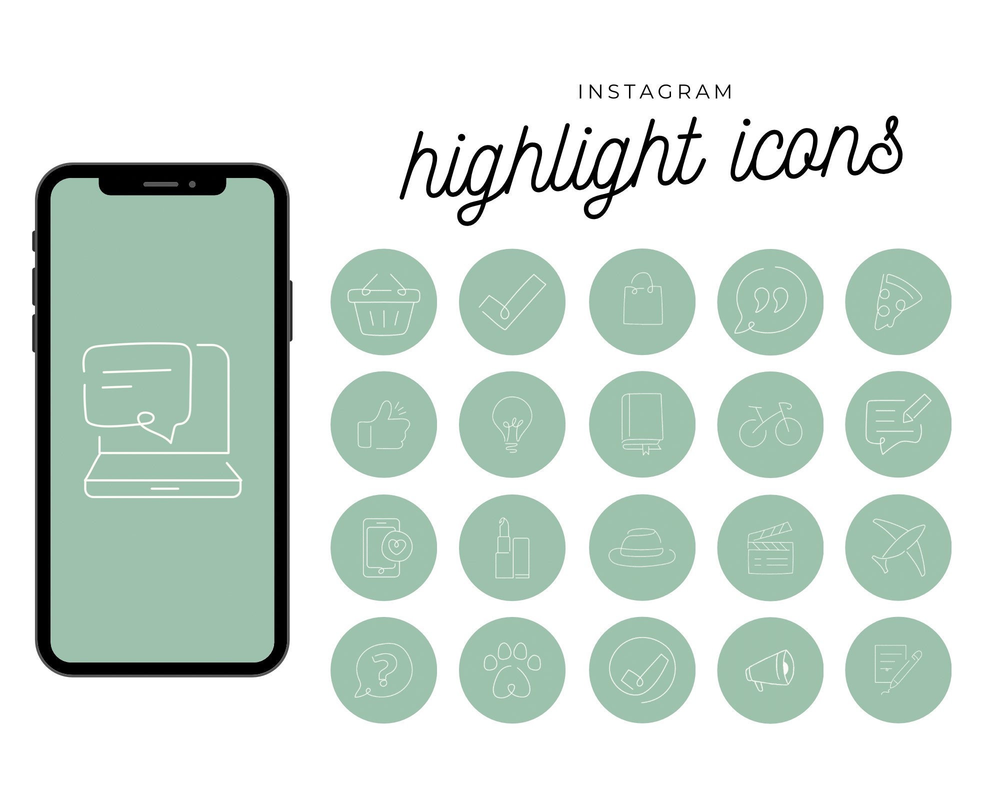 50 Sage Instagram Story Highlights Green Instagram Neutral - Etsy