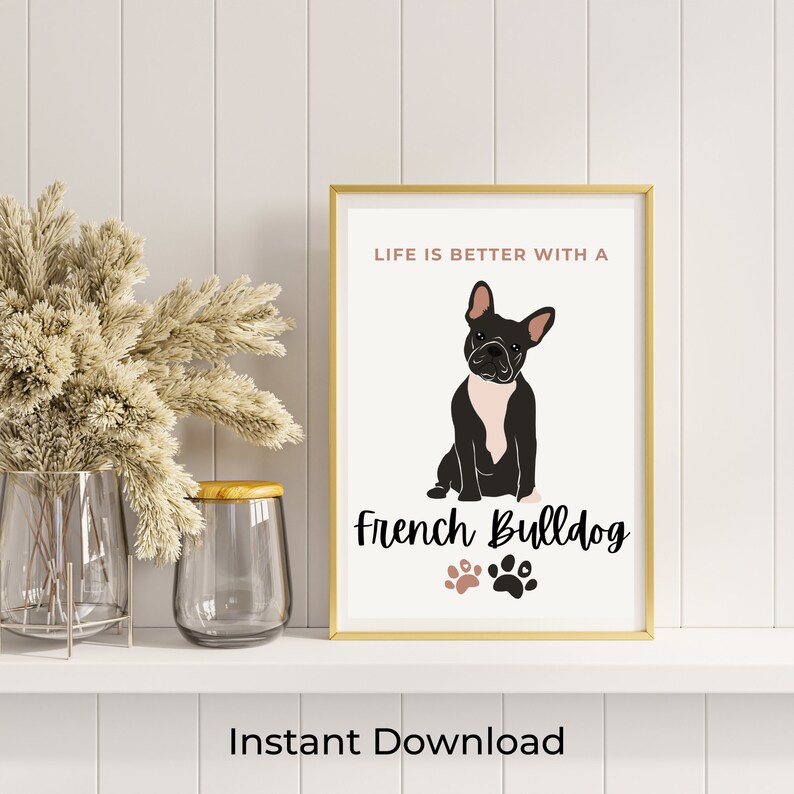 French Bulldog Printable, Frenchie Art PDF File, French Bulldog Lover ...