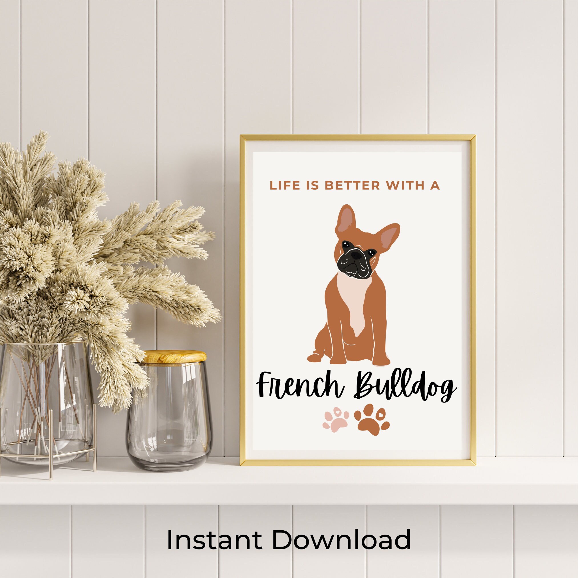 French Bulldog Printable, Frenchie Art PDF File, French Bulldog Lover ...