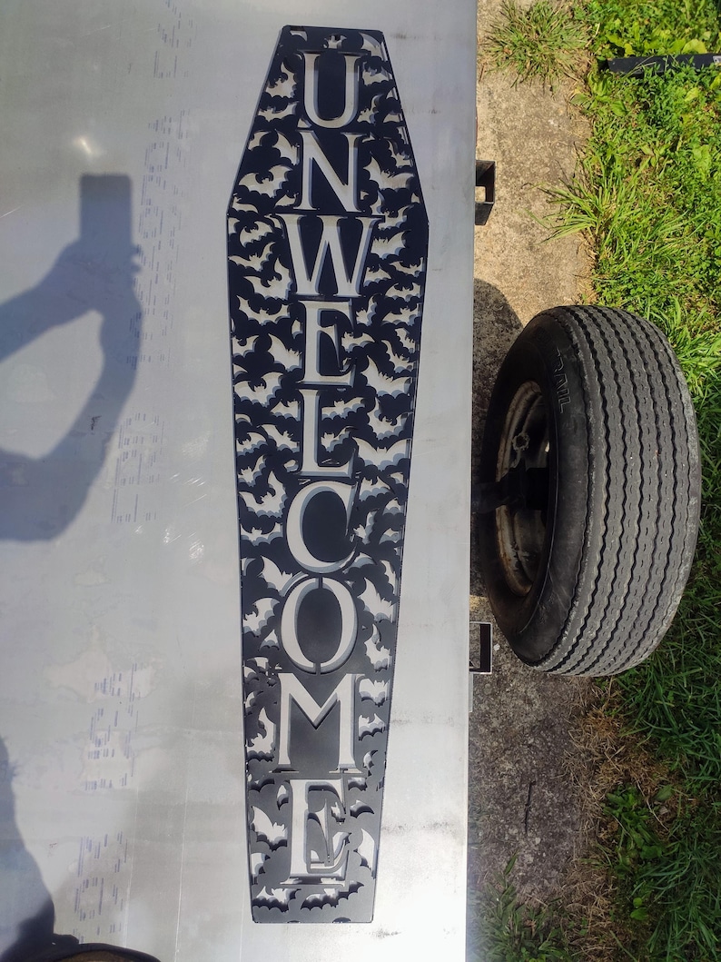 Halloween "unwelcome" Coffin-shaped Metal Signs - Etsy