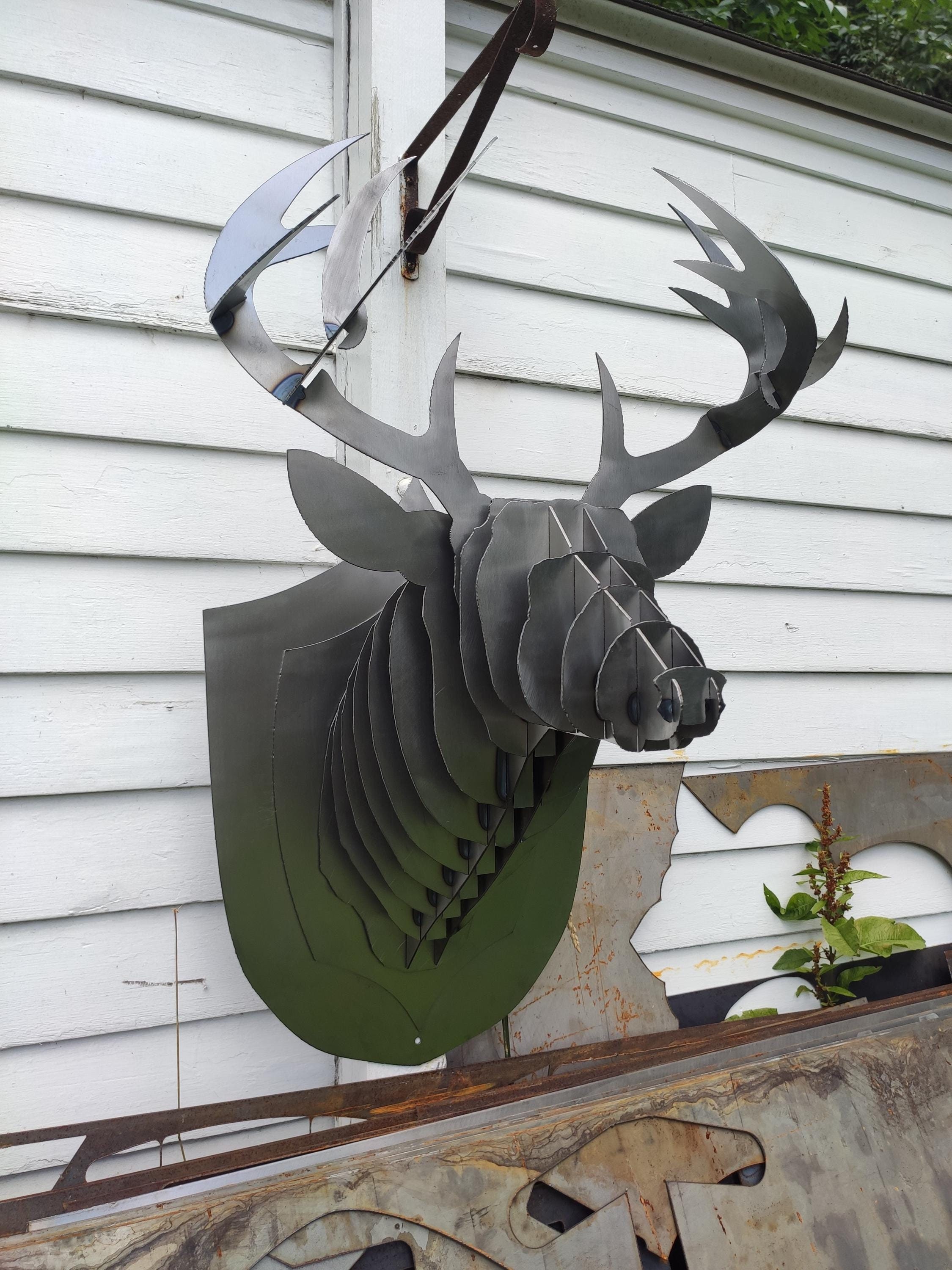 Metal Buck Mount - Steel Deer Head With Antlers - Etsy