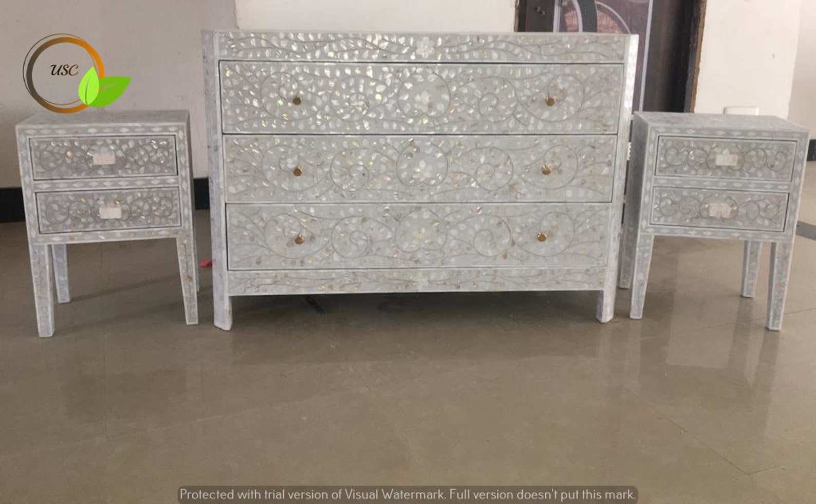 Mother of Pearl Inlay Chest of 3 Drawers Mother of Pearl | Etsy