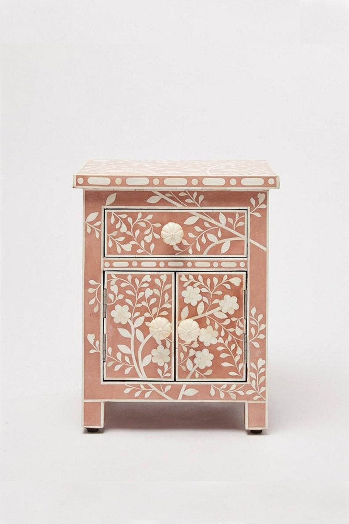 Bone Inlay Wooden Modern Floral Pattern Bedside Table Baby | Etsy