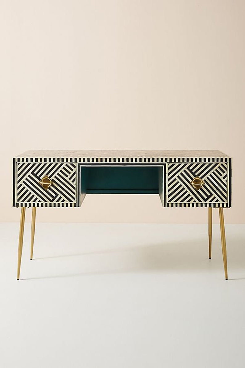 Bone Inlay Optical Desk Black Bone Inlay Optical Table | Etsy