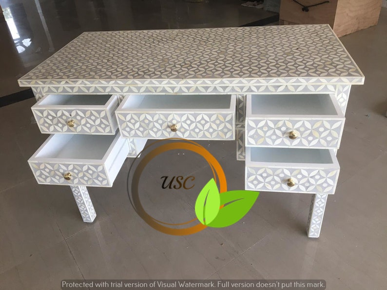 Bone Inlay Table Desk Bone Inlay Consolebone Inlay | Etsy