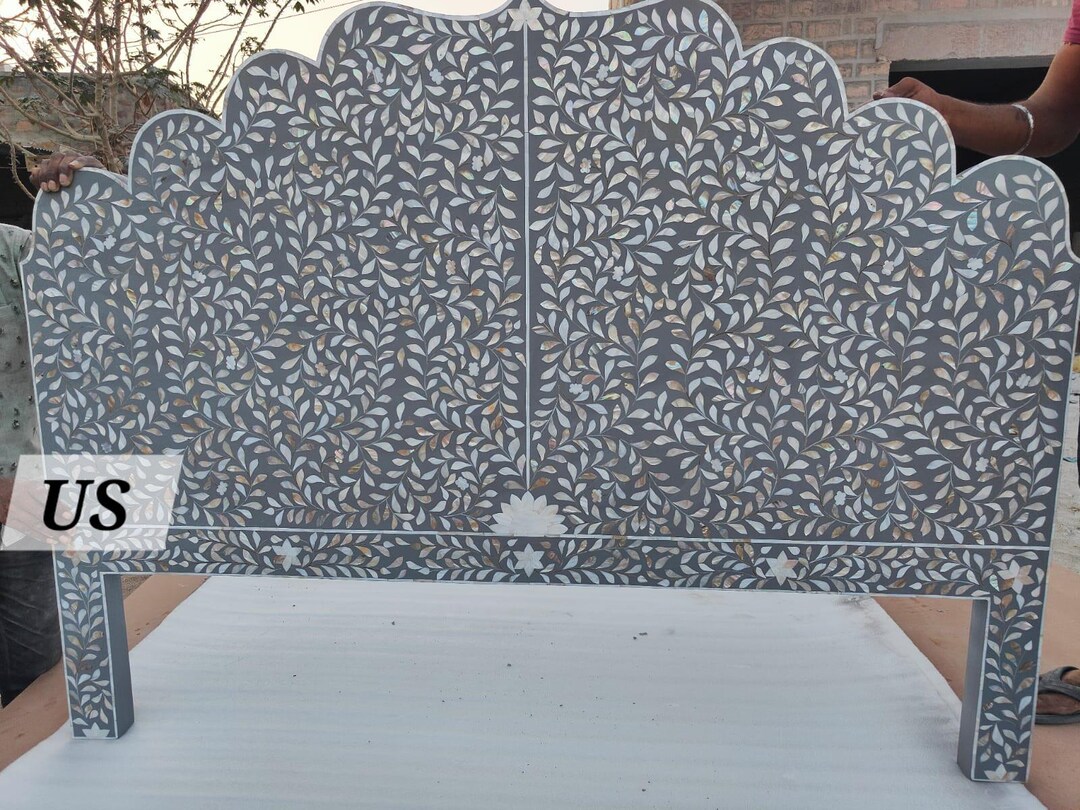 Bone Inlay Bedhead, Floral Design Bedhead, Handmade Head Board, Living ...