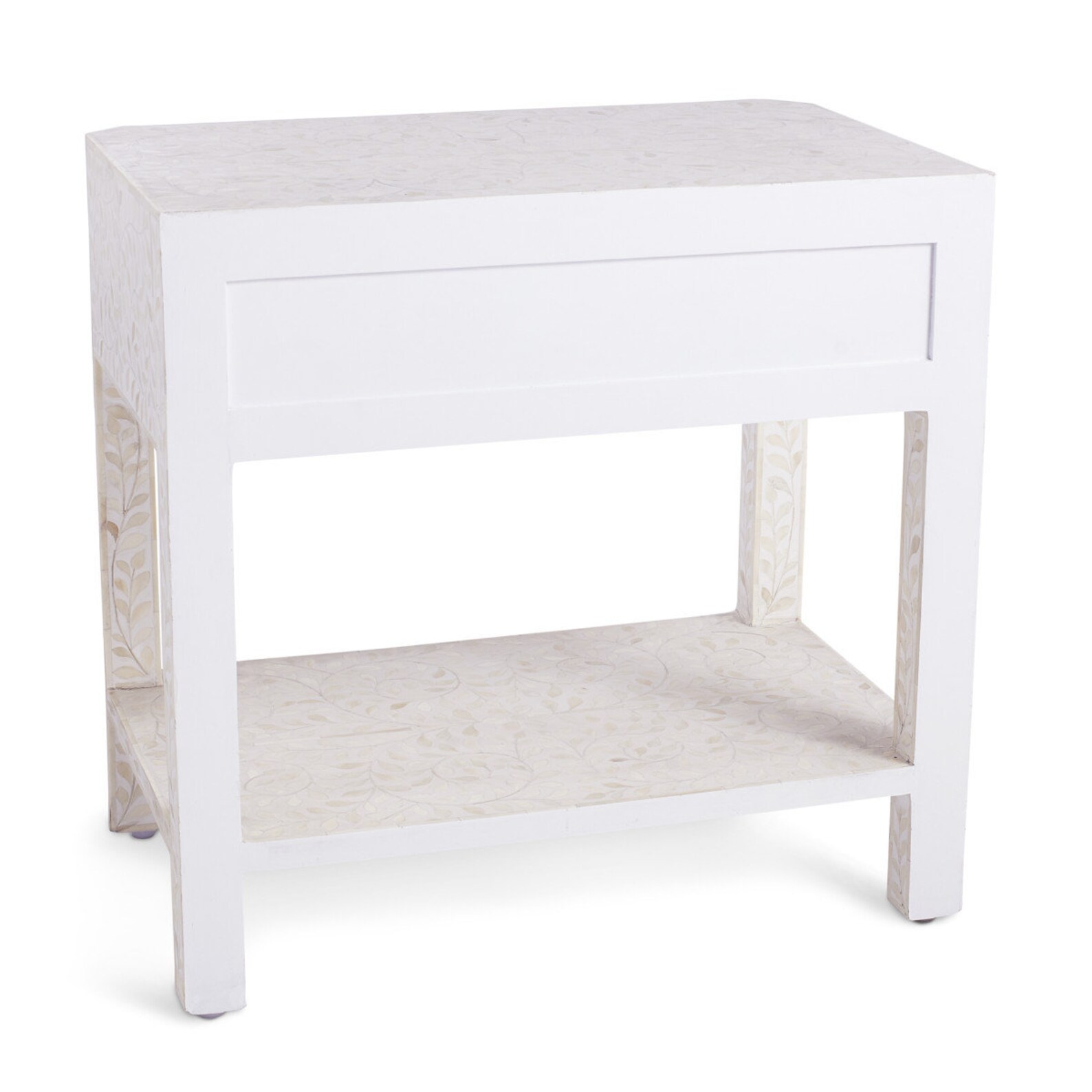 Bone Inlay Bedside Table With Shelf Blue Bone Inlay - Etsy