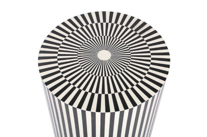 Bone Inlay Stripe Design Round End Table , Bone Inlay Stripe Design ...
