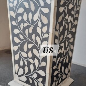Bone Inlay Handmade Floral Pattern Black Vases, Handmade Bone Inlay ...