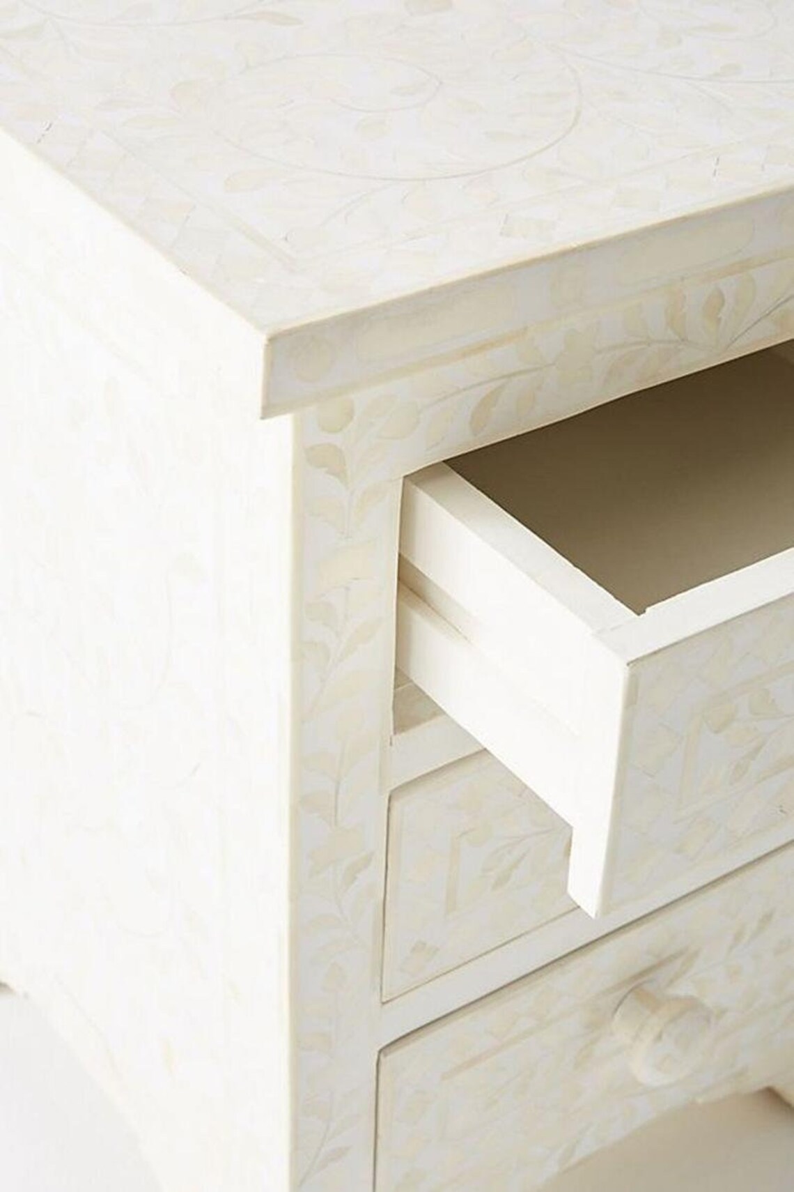 Bone Inlay Chest of 7 Drawers Handmade Floral Design in White - Etsy